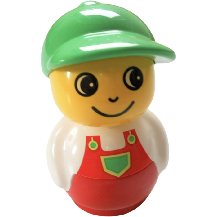 LEGO Boy with Red Base, White Top, Red Overalls Primo Figure | Brick ...