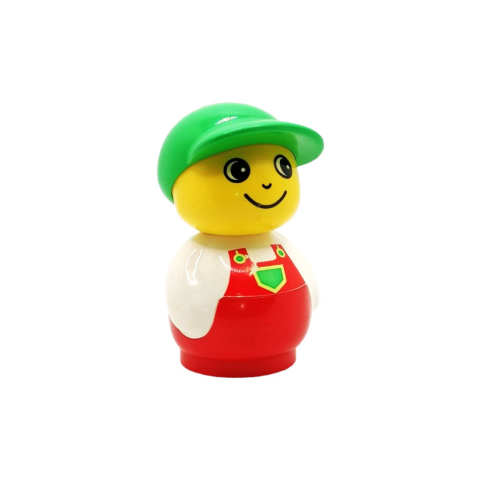 LEGO Boy with Red Base, White Top, Red Overalls Primo Figure | Brick ...