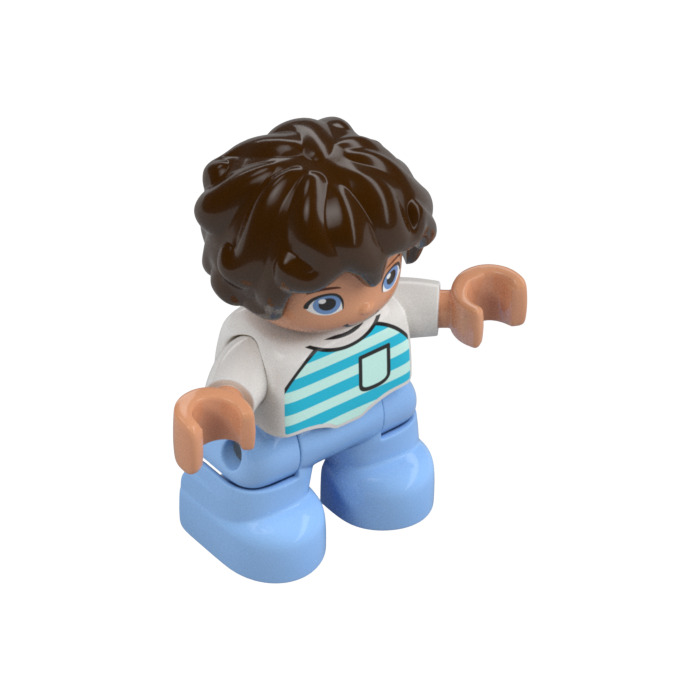 LEGO Boy with White Top with Blue Stripes and Pocket Duplo Figure ...