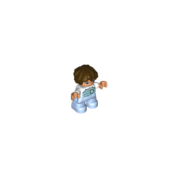 LEGO Boy with White Top with Blue Stripes and Pocket Duplo Figure ...