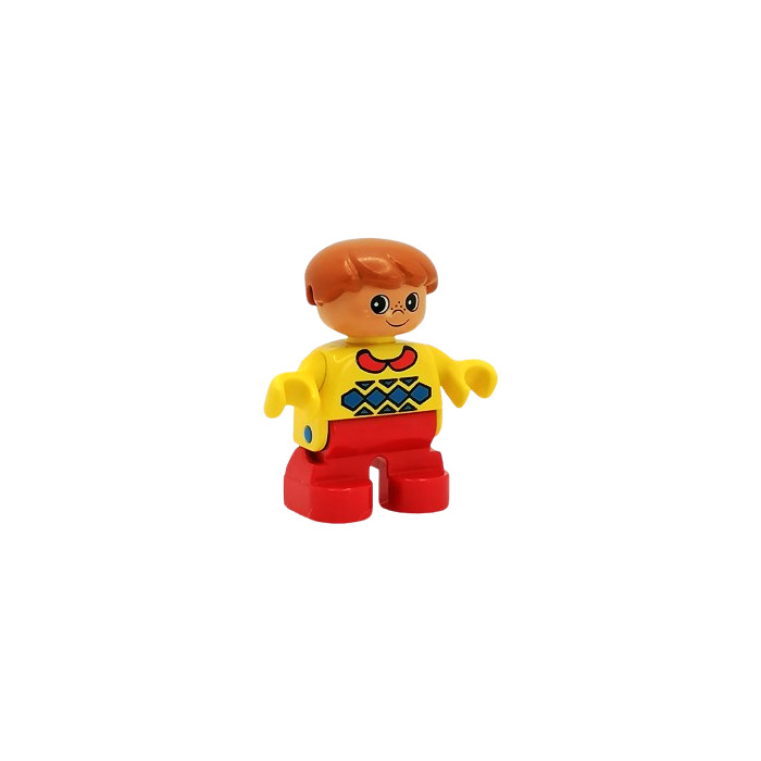 LEGO Boy with Yellow Top with Red Collar and Blue Shapes Duplo Figure ...
