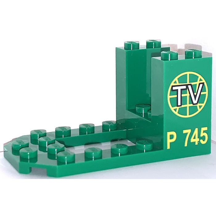LEGO Bracket 4 x 7 x 3 with Globe, "TV" and "P 745" (30250 / 83399 ...
