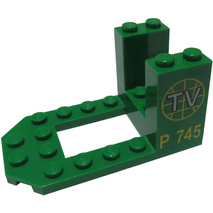 LEGO Bracket 4 x 7 x 3 with Globe, "TV" and "P 745" (30250 / 83399 ...