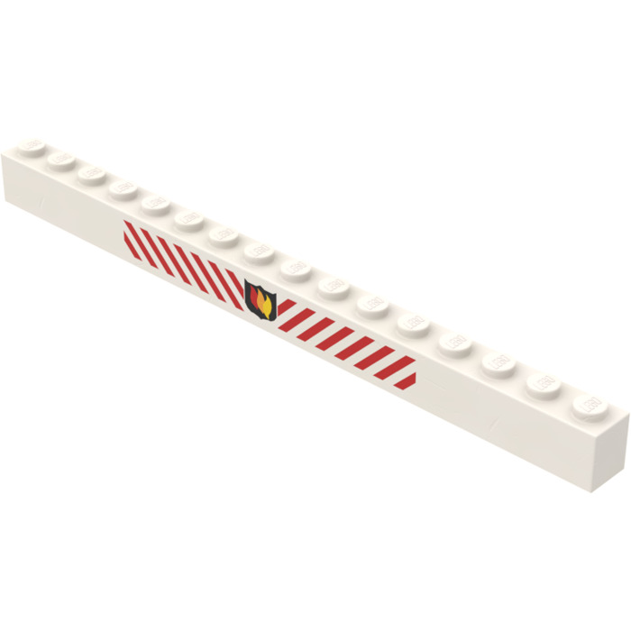 LEGO Brick 1 x 16 with Fire Logo with Red Diagonal Stripes (2465 / ...