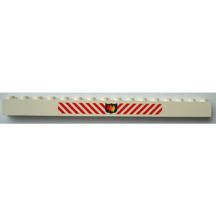 LEGO Brick 1 x 16 with Fire Logo with Red Diagonal Stripes (2465 / ...
