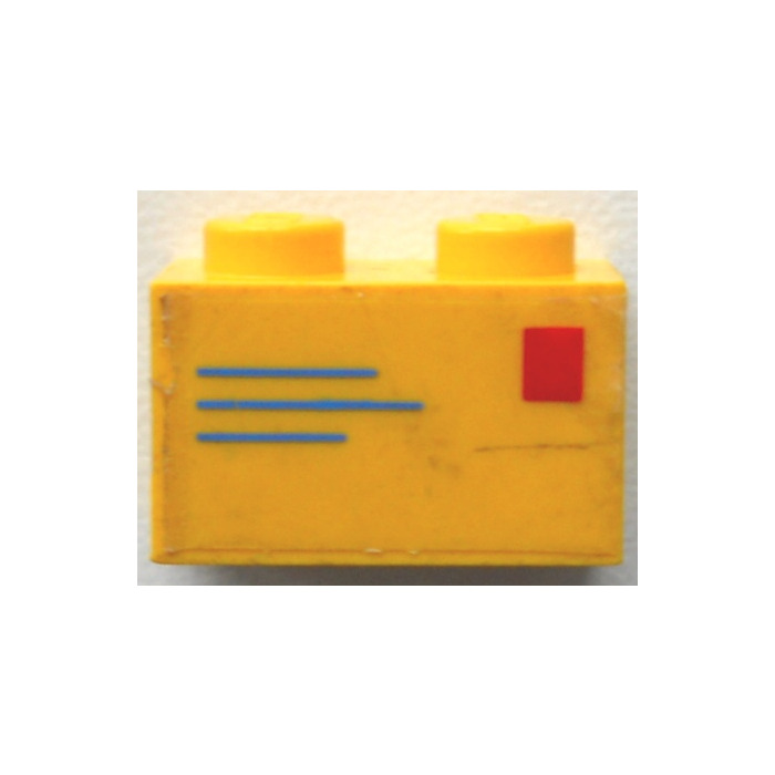 LEGO Brick 1 x 2 with Envelope Mail Sticker with Bottom Tube (3004 ...