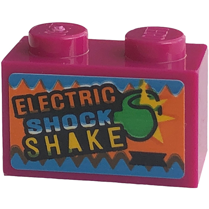 LEGO Brick 1 x 2 with Hand, 'ELECTRIC', 'SHOCK', 'SHAKE' Sticker with ...