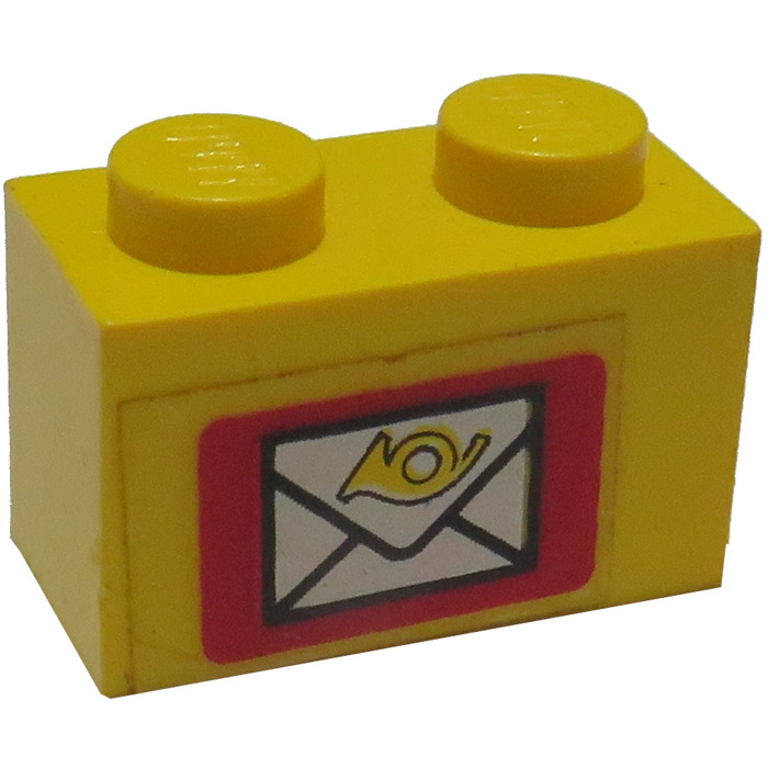 LEGO Brick 1 x 2 with Mail Envelope Sticker with Bottom Tube (3004 ...