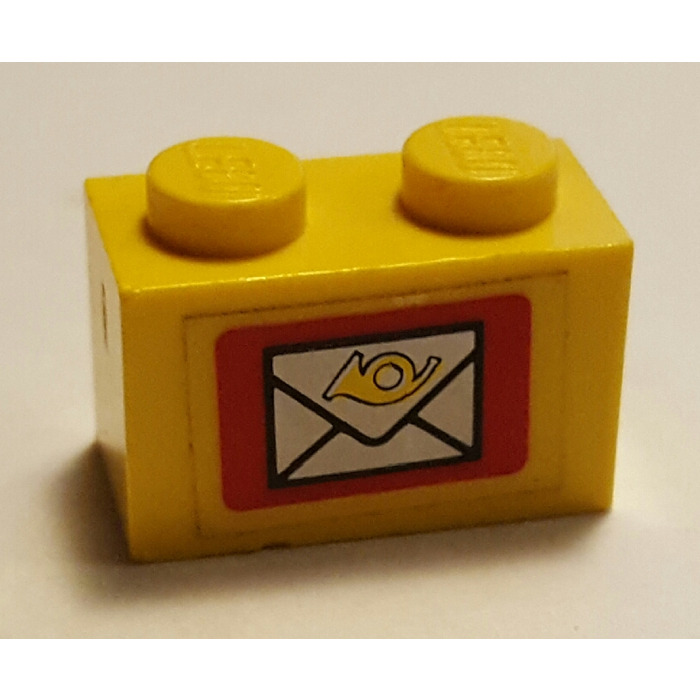 LEGO Brick 1 x 2 with Mail Envelope Sticker with Bottom Tube (3004 ...