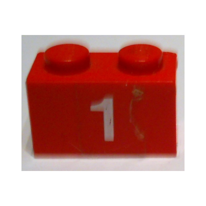LEGO Brick 1 x 2 with Number 1 Sticker with Bottom Tube (3004) | Brick ...