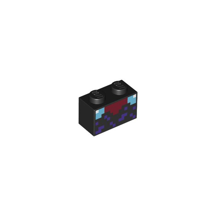 LEGO Brick 1 x 2 with Pixelated Enchanting Table Side with Bottom Tube ...