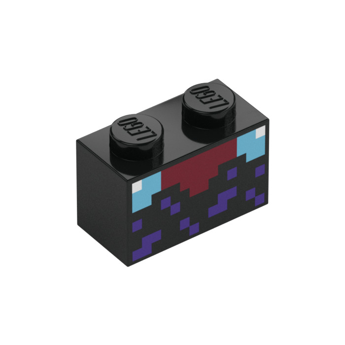 LEGO Brick 1 x 2 with Pixelated Enchanting Table Side with Bottom Tube ...