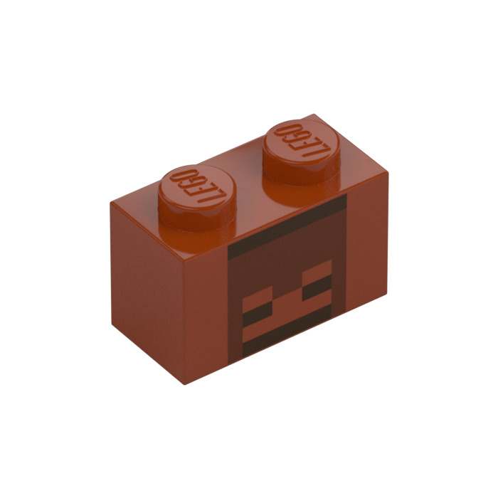 LEGO Brick 1 x 2 with Pixelated Minecraft Face with Bottom Tube (3004 / ...