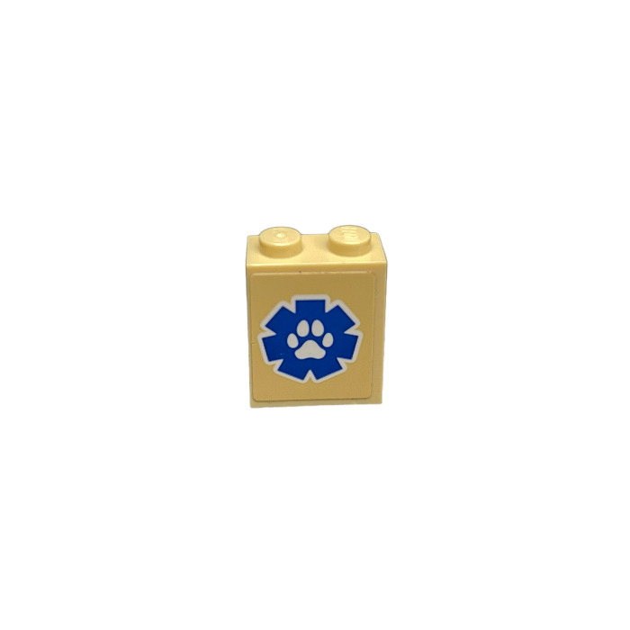 LEGO Brick 1 x 2 x 2 with Blue and White Wildlife Rescue Logo with Paw ...