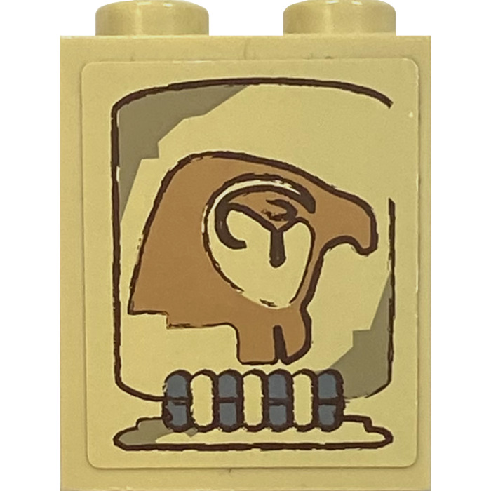 LEGO Brick 1 x 2 x 2 with Horus Head Pattern Sticker with Inside Stud ...