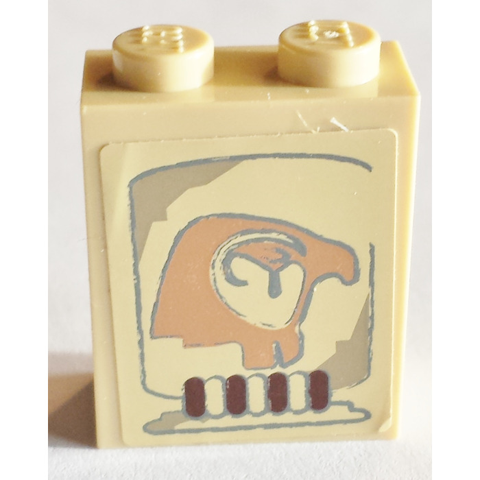 LEGO Brick 1 x 2 x 2 with Horus Head Pattern Sticker with Inside Stud ...