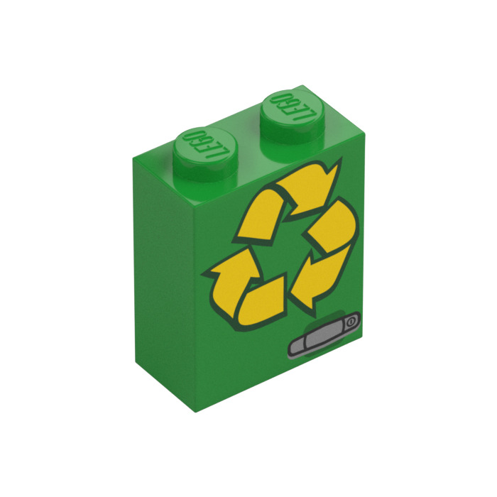 LEGO Brick 1 x 2 x 2 with Recycling Logo with Inside Stud Holder (3245 ...