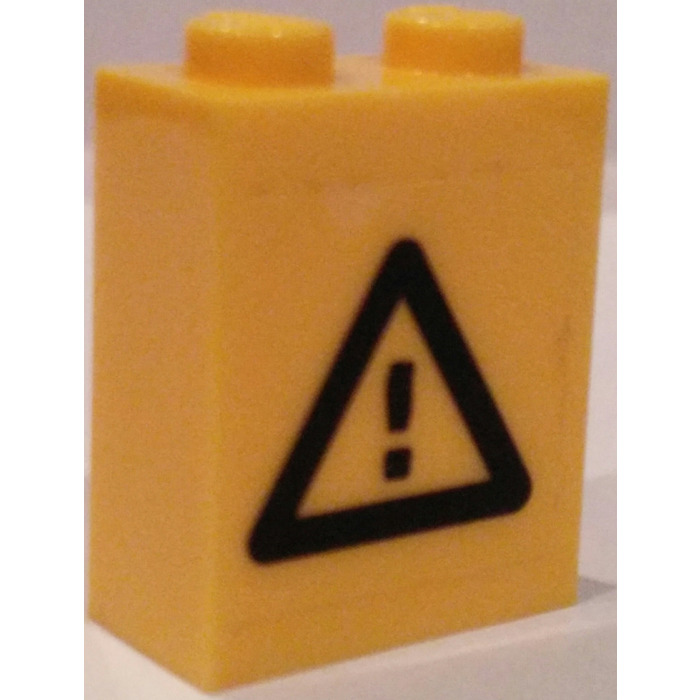 LEGO Brick 1 x 2 x 2 with Warning Sign Sticker with Inside Axle Holder ...