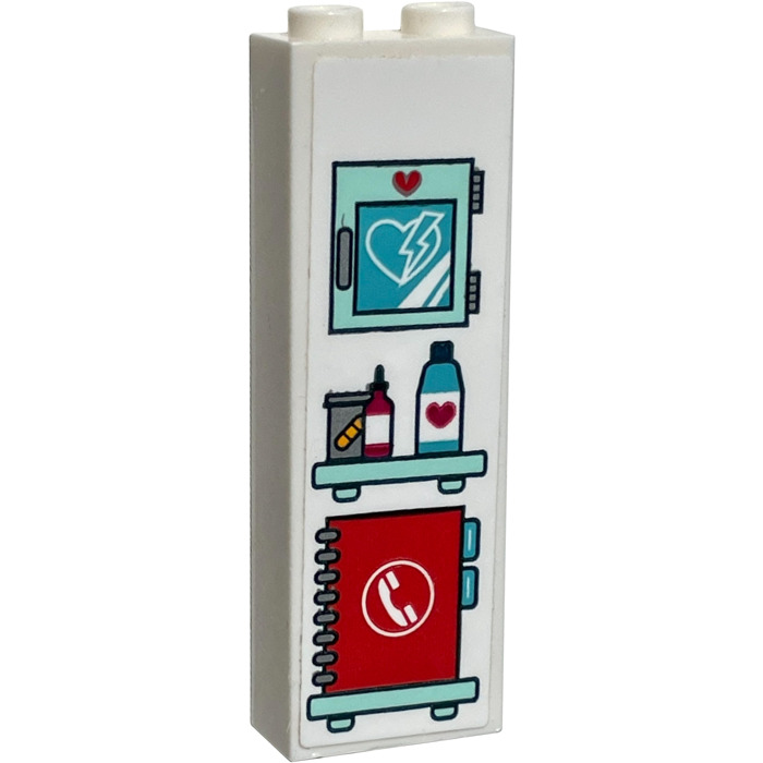 LEGO Brick 1 x 2 x 5 with Medical Cabinet, Shelf with Bottles and ...