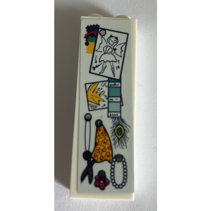 LEGO Brick 1 x 2 x 5 with Scissors, Necklace, Flower, Cloth Swatches ...