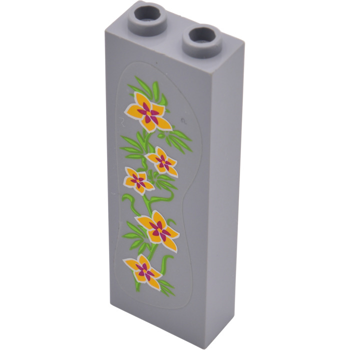 LEGO Brick 1 x 2 x 5 with Trailing Flowers Sticker with Stud Holder ...