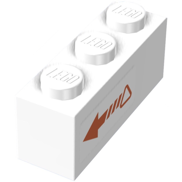 LEGO Brick 1 x 3 with Orange Arrow and Triangle Sticker (3622) | Brick ...