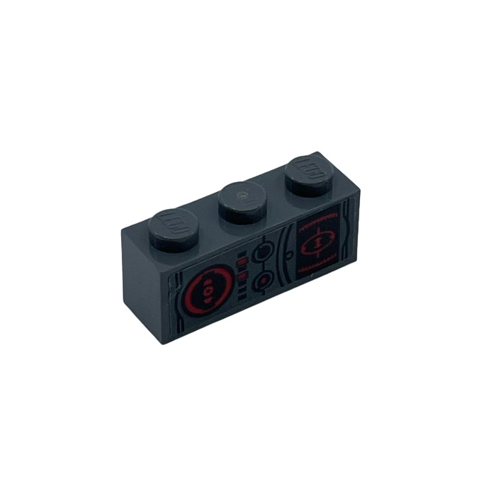 LEGO Brick 1 x 3 with SW Black and Red Target Monitor and Buttons ...