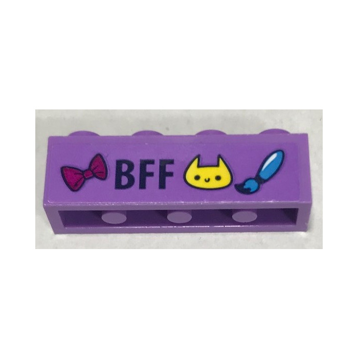 LEGO Brick 1 x 4 with bow, BFF, cat and brush Sticker (3010) | Brick ...