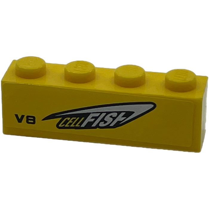 LEGO Brick 1 x 4 with Cellfish and V8 (Right) Sticker (3010) | Brick ...