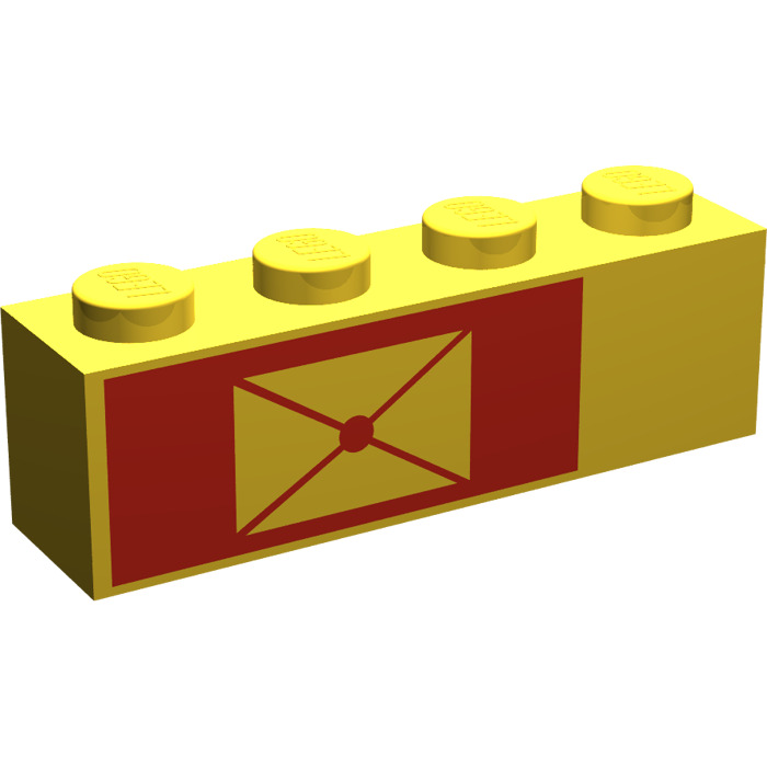 LEGO Brick 1 x 4 with Mail Envelope , outline left (3010) | Brick Owl ...