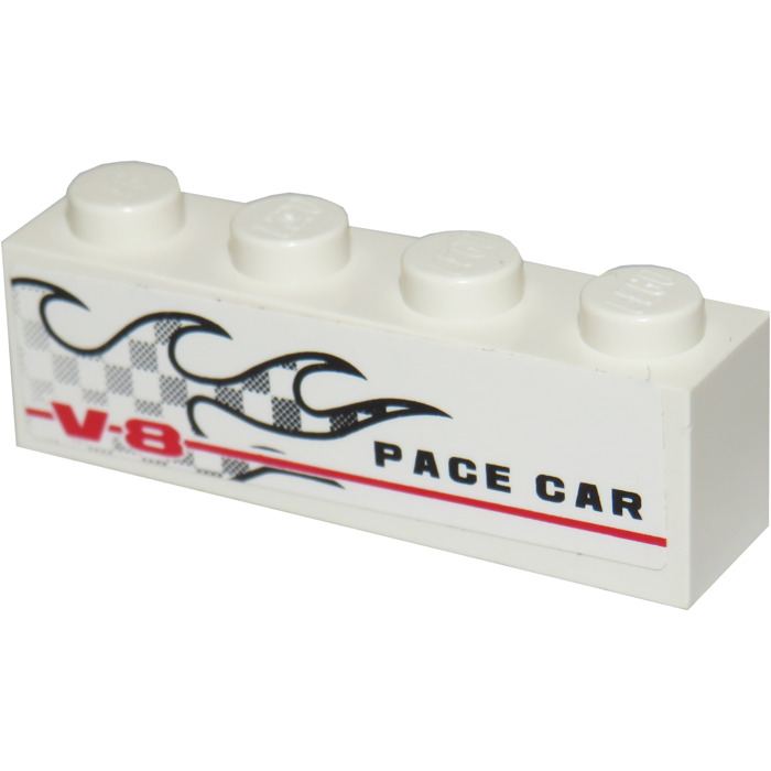 レゴ レンガ 1 x 4 と PACE 車, Chequered 炎, と 赤 V-8 と Line ステッカー (3010) | Brick ...