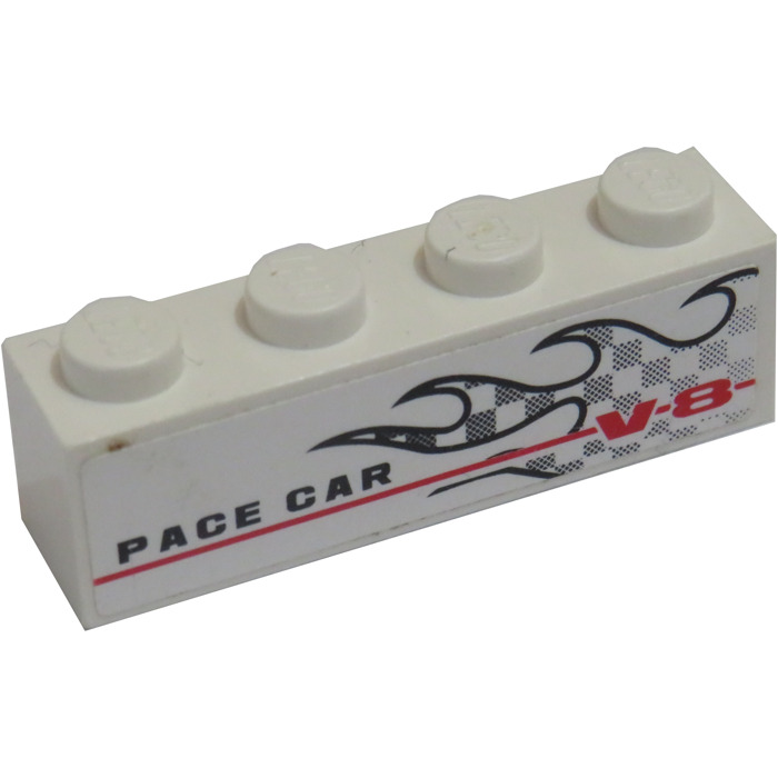 LEGO Brick 1 x 4 with 'PACE CAR V-8' Sticker (3010) | Brick Owl - LEGO ...