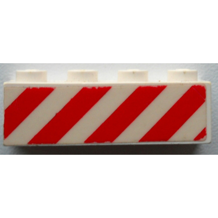 LEGO Brick 1 x 4 with Red Danger Stripes Sticker (3010) | Brick Owl ...