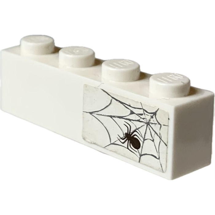 LEGO Brick 1 x 4 with Spider and Web on Right Side Sticker (3010 ...