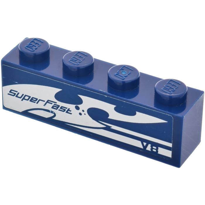 LEGO Brick 1 x 4 with Super Fast V8 (Left) Sticker (3010) | Brick Owl ...