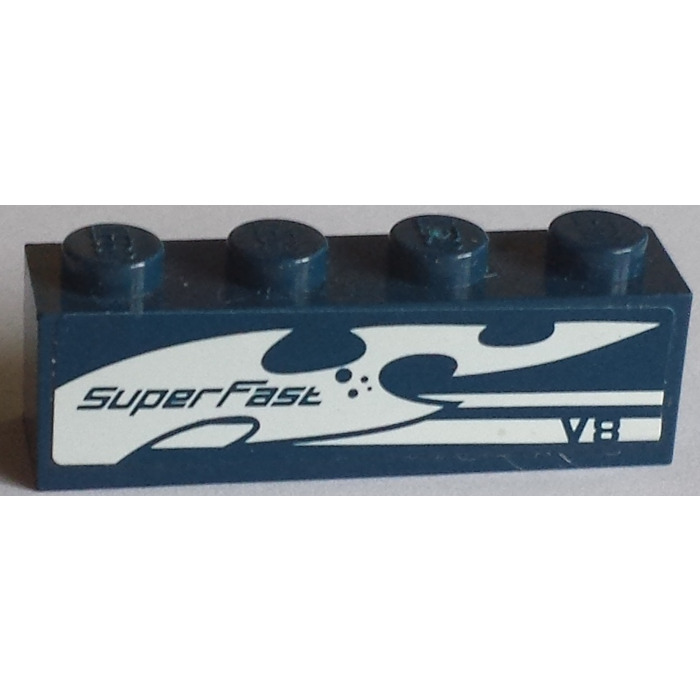 LEGO Brick 1 x 4 with Super Fast V8 (Left) Sticker (3010) | Brick Owl ...