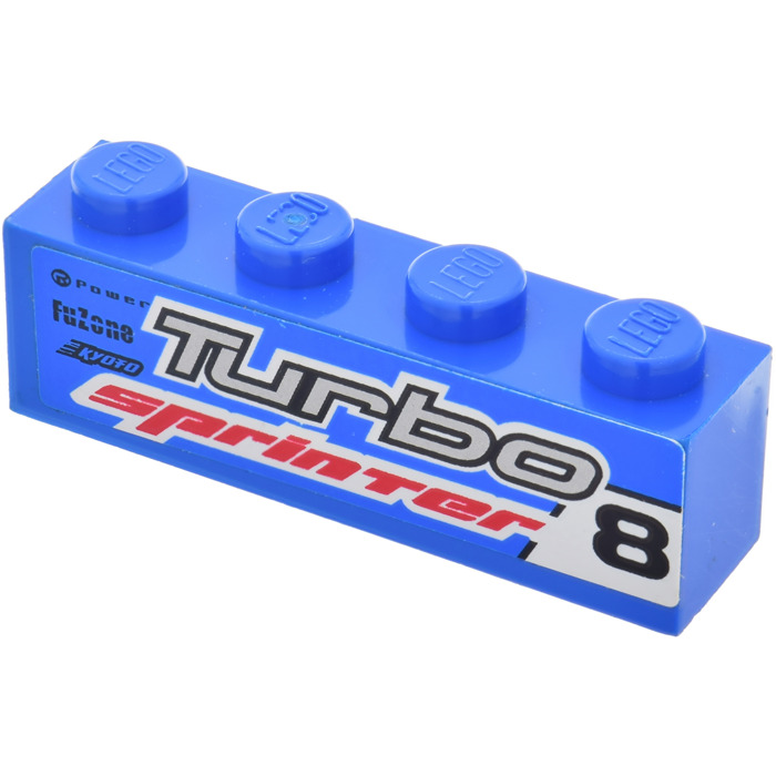 LEGO Brick 1 x 4 with 'Turbo Sprinter' (Left) Sticker (3010) Comes In ...