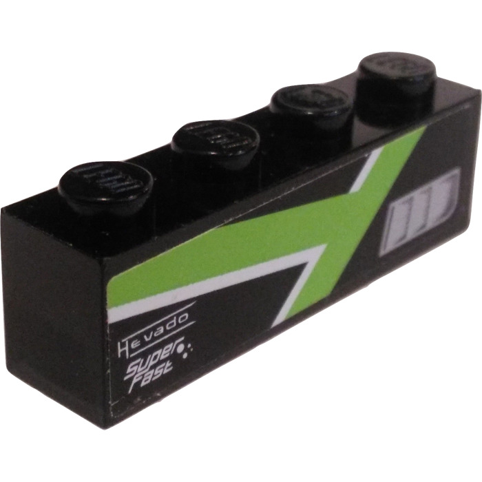 LEGO Brick 1 x 4 with Vents and Hevado Super Fast (Right) Sticker (3010 ...