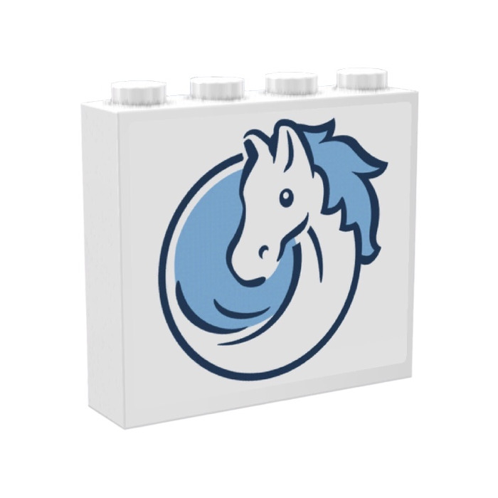 LEGO Brick 1 x 4 x 3 with Horse Head Outline with Bright Light Blue ...