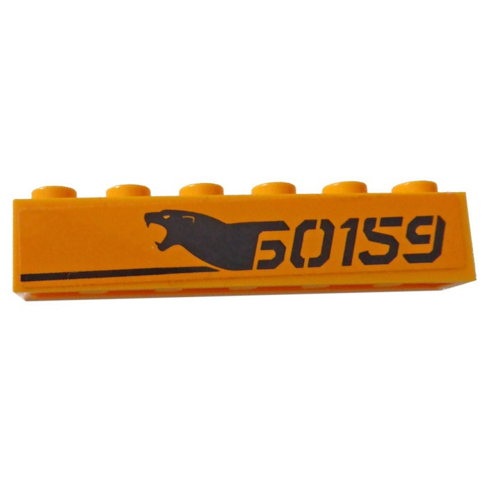 LEGO Brick 1 x 6 with Black '60159', Panther and Line - Left Side ...