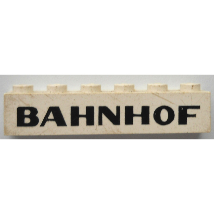 LEGO Brick 1 x 6 with black 'BAHNHOF' (3009) | Brick Owl - LEGO Marketplace