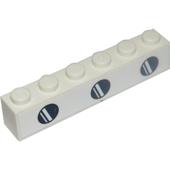 LEGO Brick 1 x 6 with Dark Blue Round Airplane Windows Sticker (3009 ...