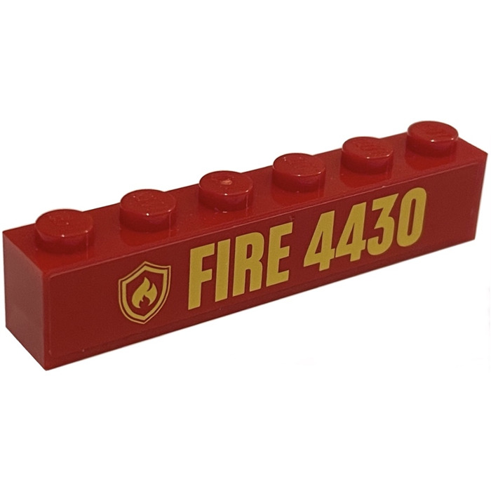 LEGO Brick 1 x 6 with Fire Logo and 'FIRE 4430' Sticker (3009) | Brick ...