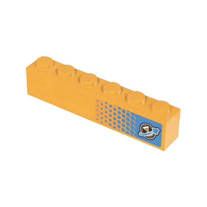 LEGO Brick 1 x 6 with Sand Timer on Space Logo and Blue Spots Sticker ...