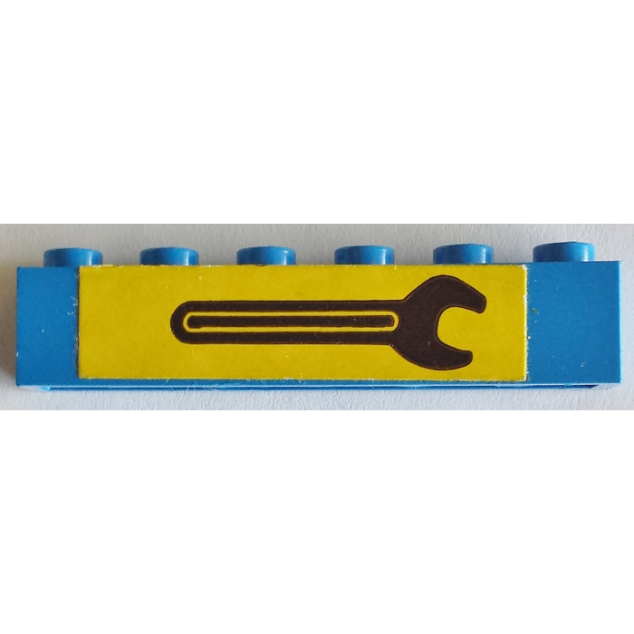 LEGO Brick 1 x 6 with Spanner on Yellow Background Sticker (3009 ...