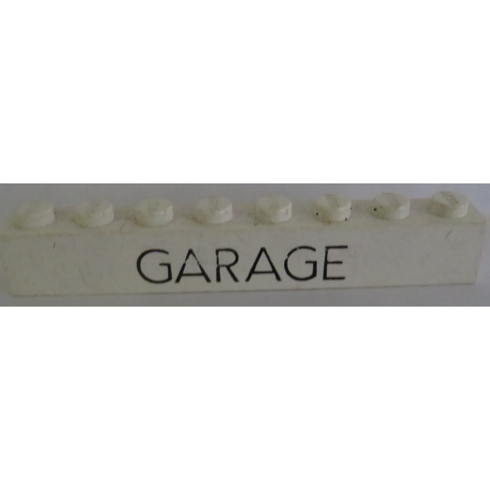 LEGO Тухла 1 x 8 с Черно "GARAGE" без долни тръби с кръстосана опора ...