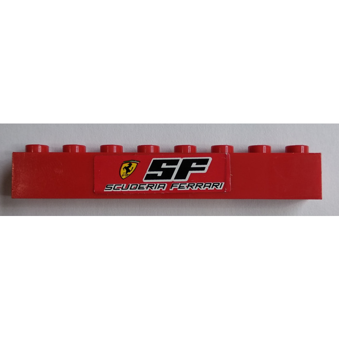 LEGO Brick 1 x 8 with Ferrari Logo and 'SF SCUDERIA FERRARI' Pattern ...