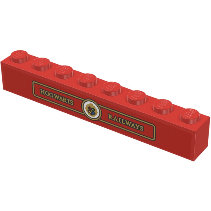 LEGO Brick 1 x 8 with Gold 'HOGWARTS RAILWAYS' and Hogwarts Crest ...