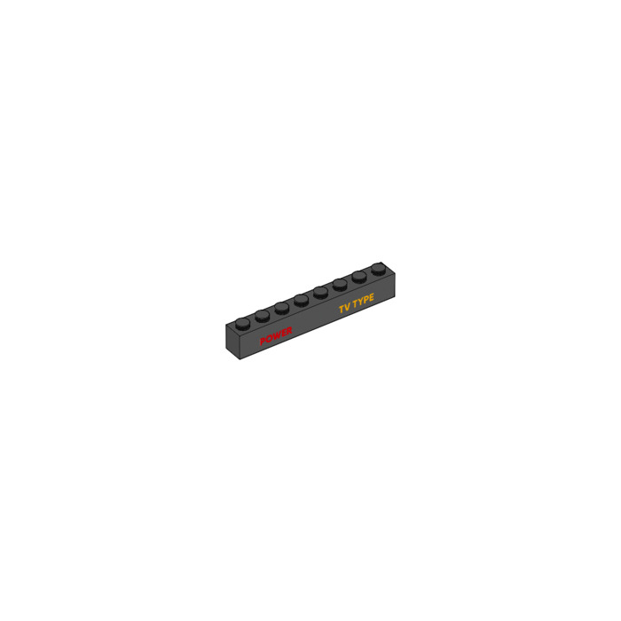 LEGO Brick 1 x 8 with Red POWER and Yellow TV TYPE Markings (1399 / ...