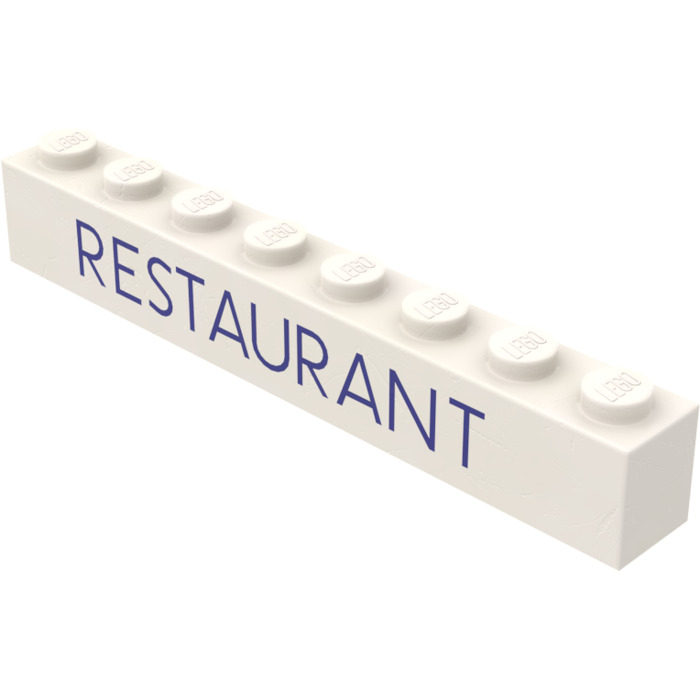 LEGO Brick 1 x 8 with "RESTAURANT" (Blue Font) (3008) | Brick Owl
